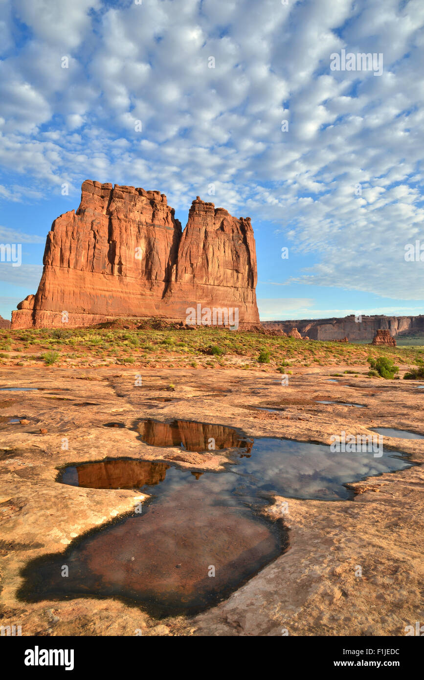 Reflections in pools in Courthouse Wash in Arches National Park near ...