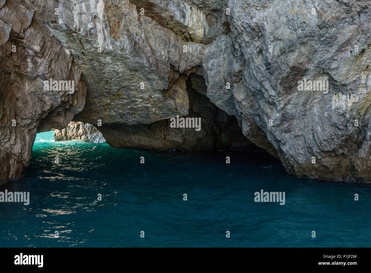 A view of Grotta Verde - Green Cave on Capri Island, Italy Stock Photo ...