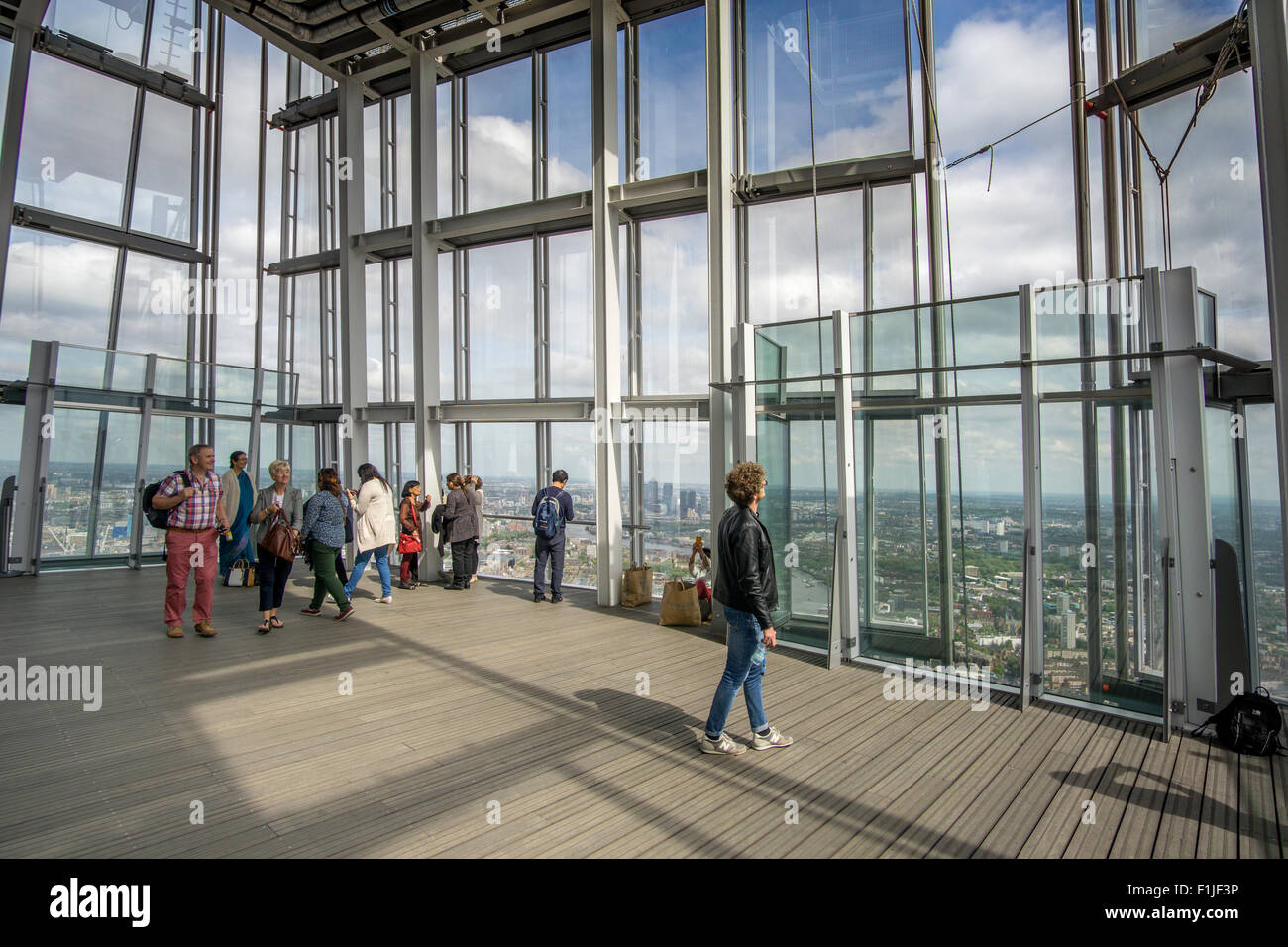 London, UK-May,10th,15 The Shard observation deck, tourists sightseeing ...