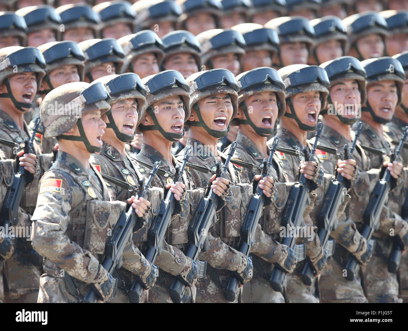 Beijing, China. 3rd Sep, 2015. Soldiers of a foot formation march ...