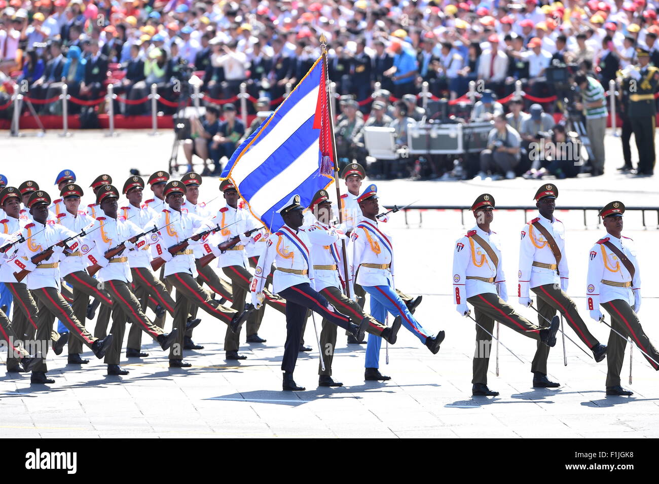 Beijing, China. 3rd Sep, 2015. The Cuban phalanx attends a parade in ...