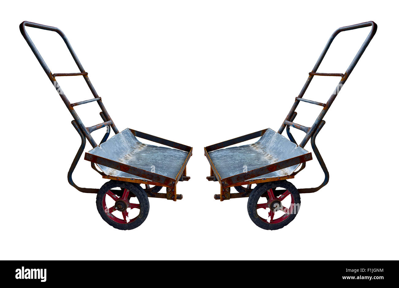 modified barrow made from old steel isolated on white background Stock ...