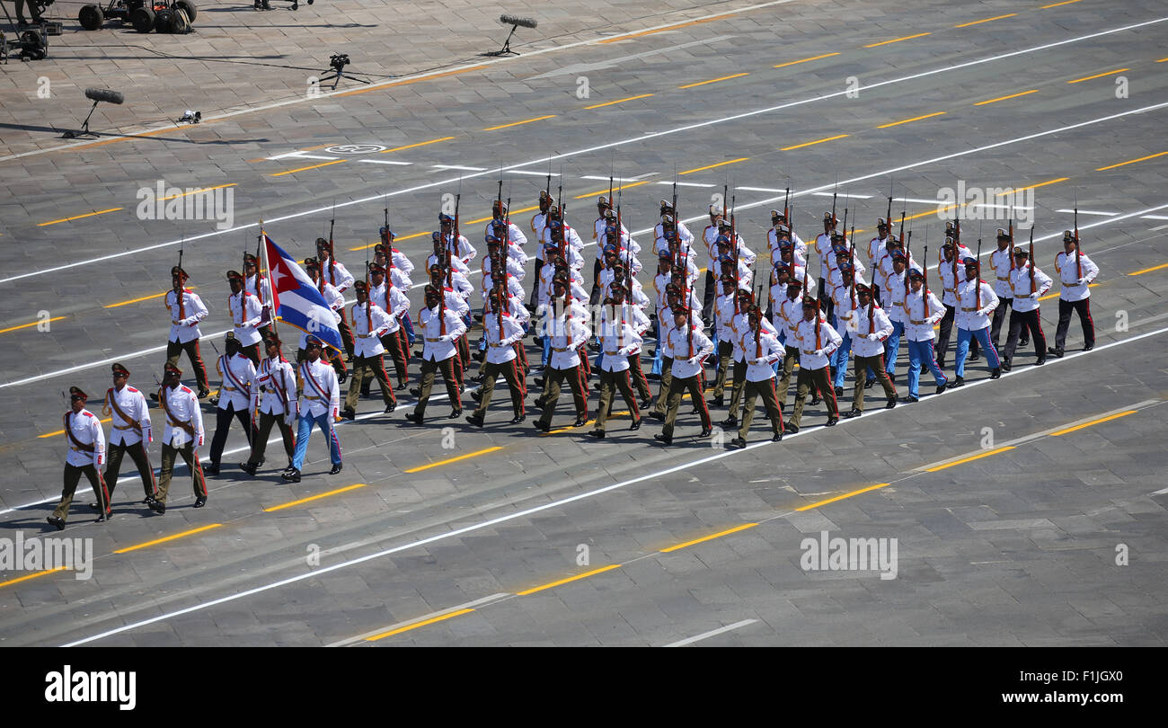 Beijing, China. 3rd Sep, 2015. The Cuban phalanx attends a parade in ...