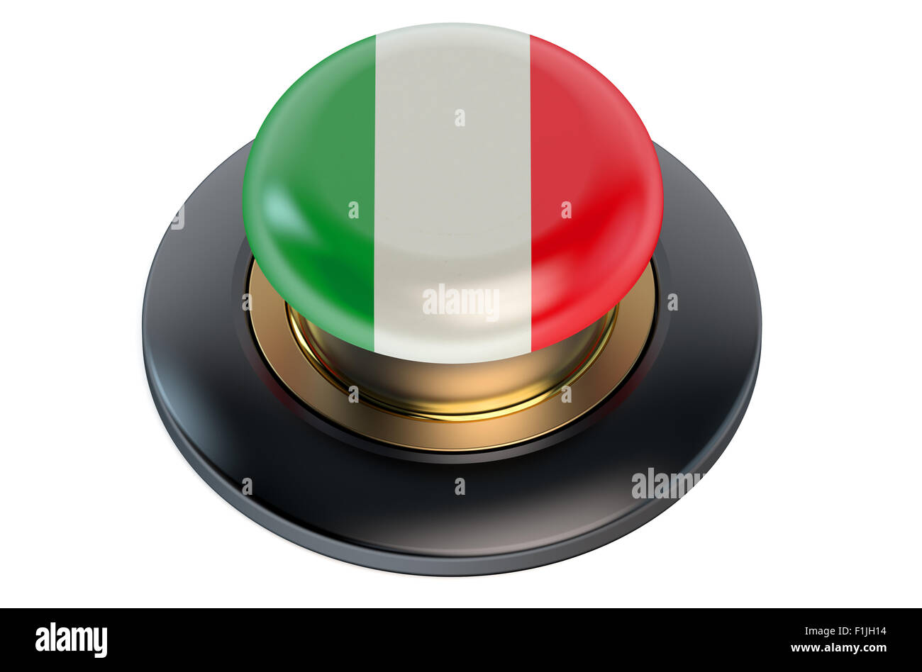 Button with Italian flag isolated on white background Stock Photo - Alamy