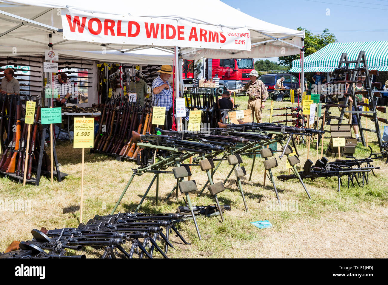 "World Wide Arms" sign on marquee tent for arms, gun dealer at the ...