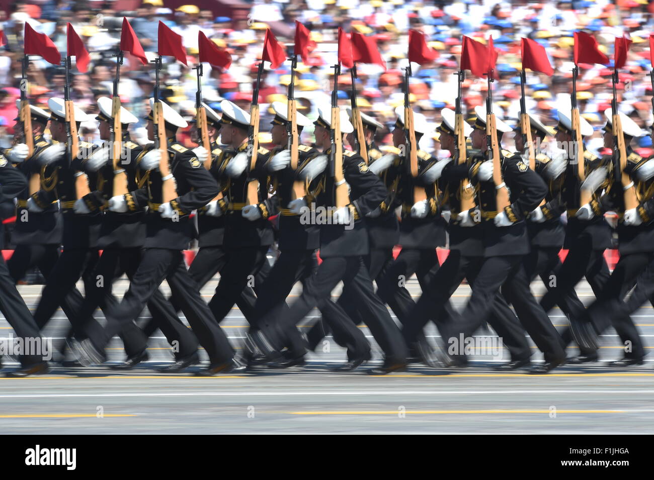 Beijing, China. 3rd September, 2015. The Russian phalanx attends a ...