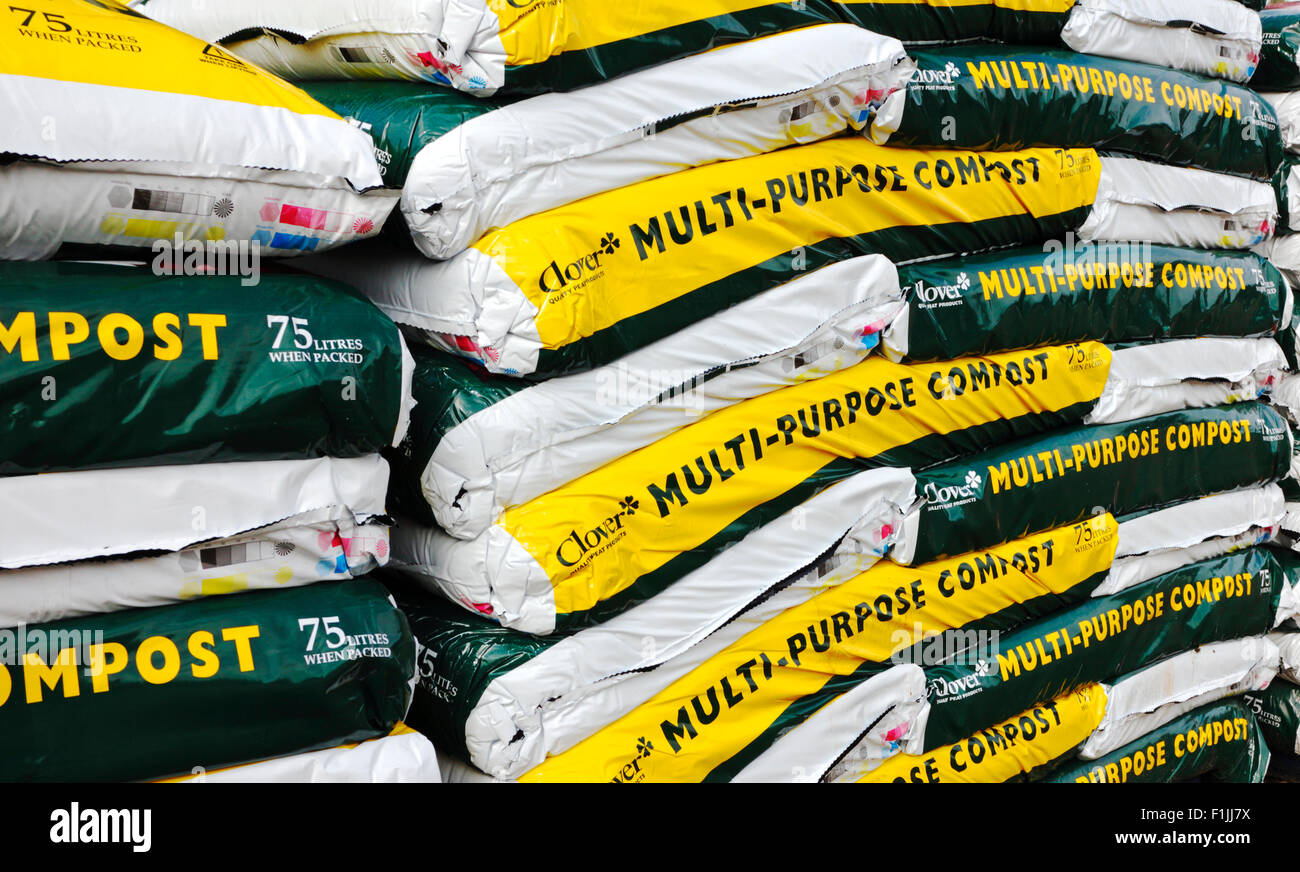Bags of Multi-Purpose Compost at a garden centre Stock Photo - Alamy