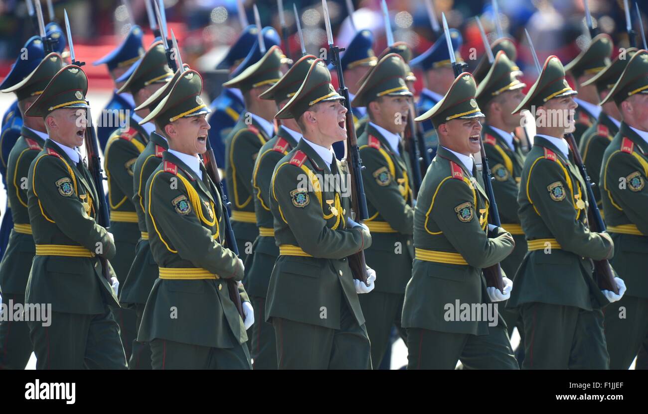 Beijing, China. 3rd September, 2015. The Belurasian phalanx attends a ...