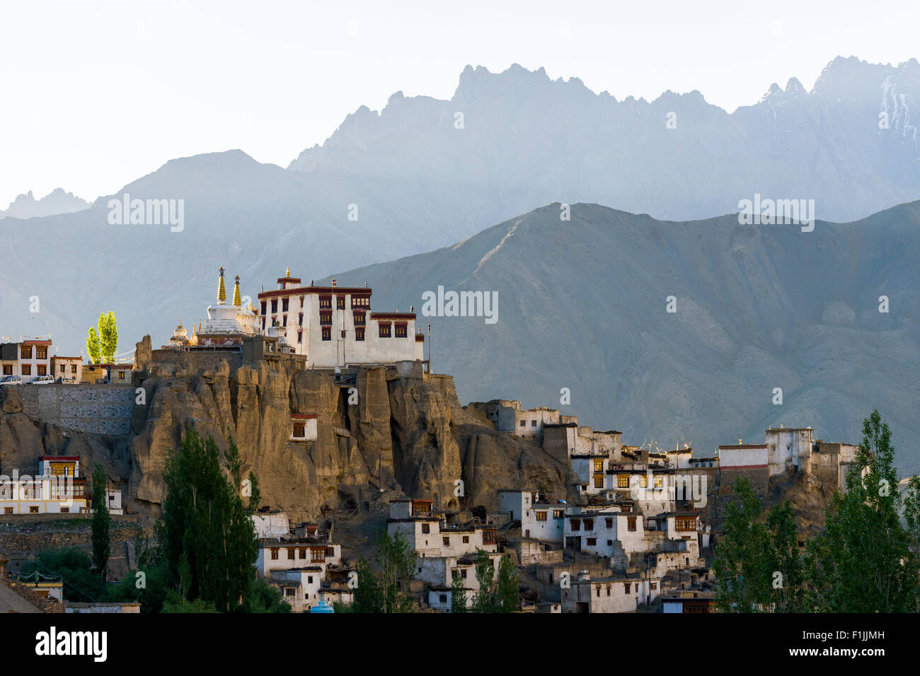 Lamayuru Gompa, a very old monastery, in barren landscape, Lamayuru ...