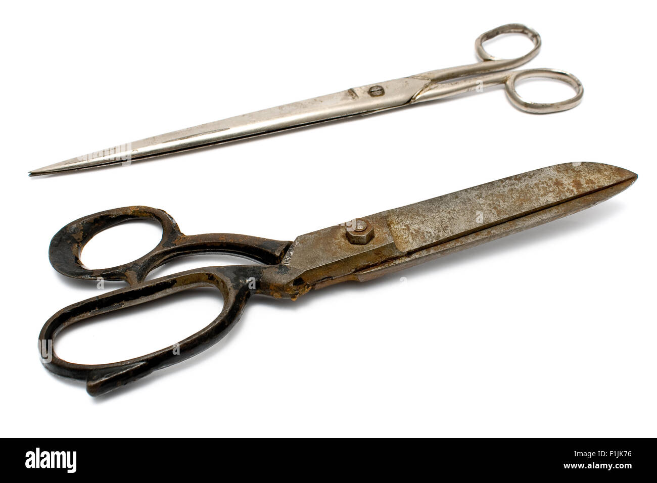 Two old rusty sewing scissors isolated on white Stock Photo - Alamy