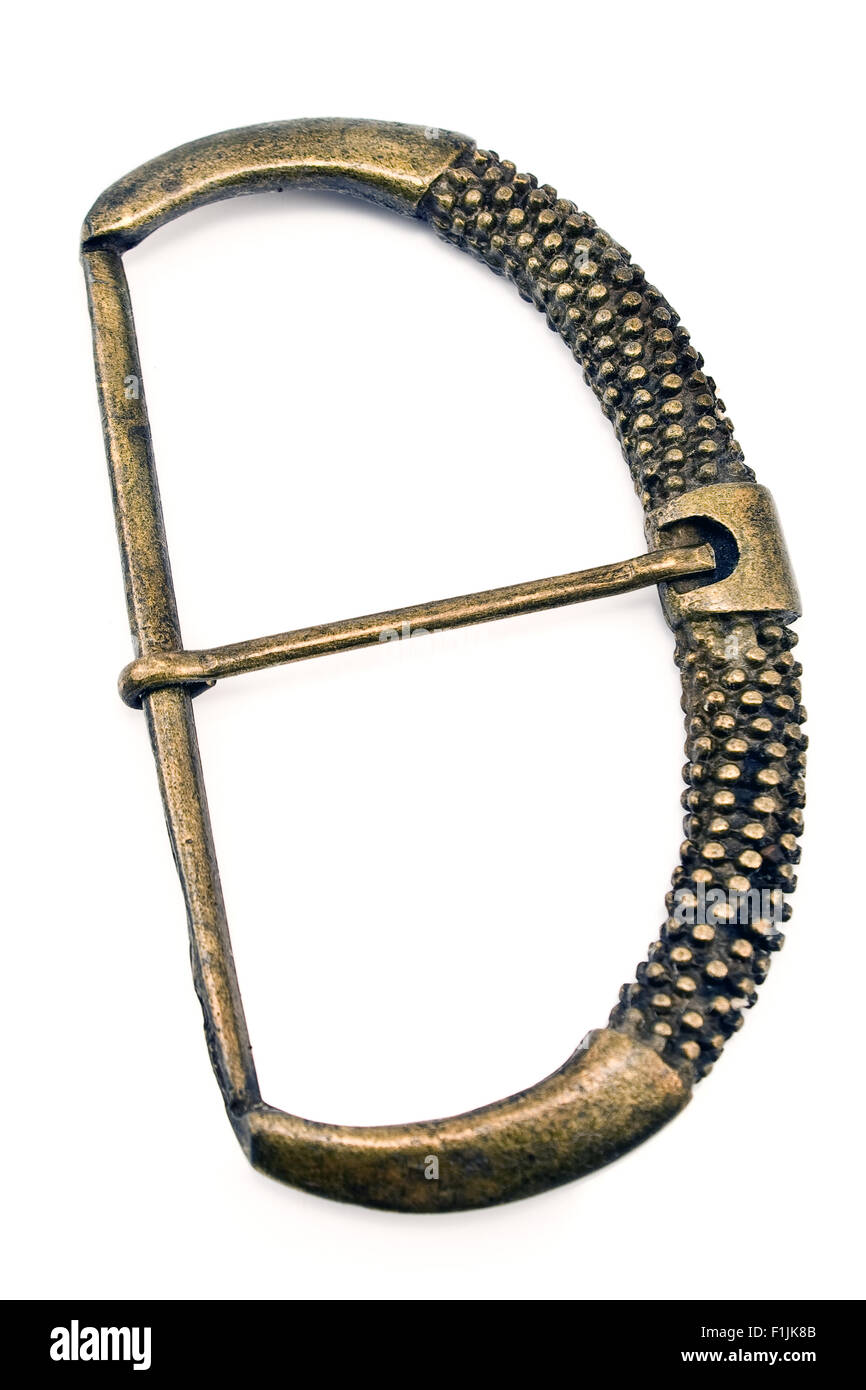 Antique belt buckle isolated on white Stock Photo - Alamy