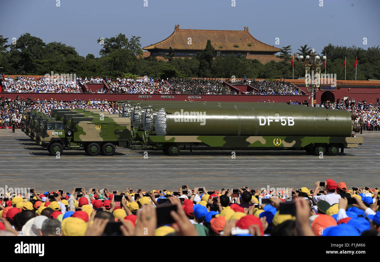 Beijing, China. 3rd Sep, 2015. DF-5B nuclear missiles attend a parade ...