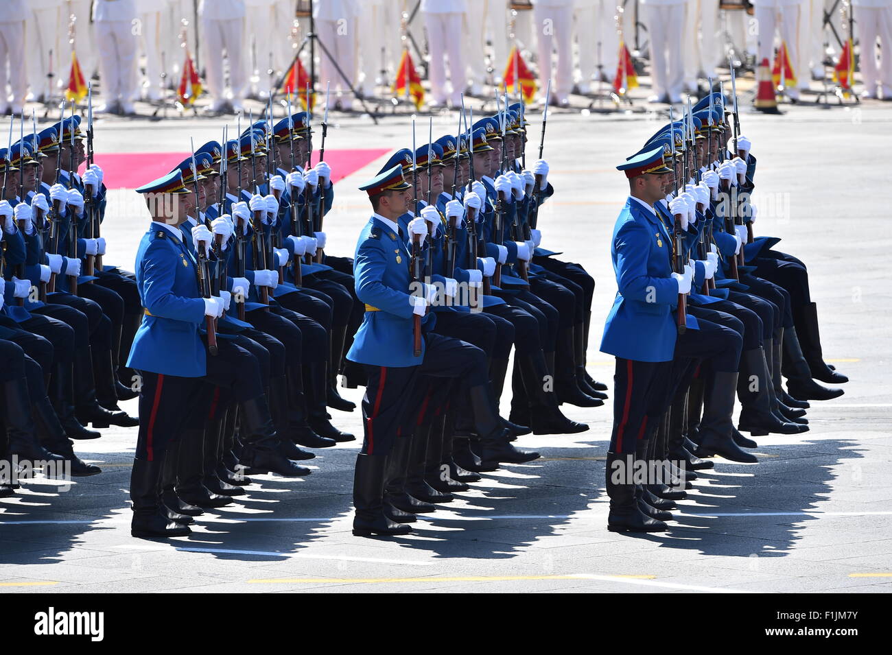 Beijing, China. 3rd Sep, 2015. The Serbian phalanx attends a parade in ...