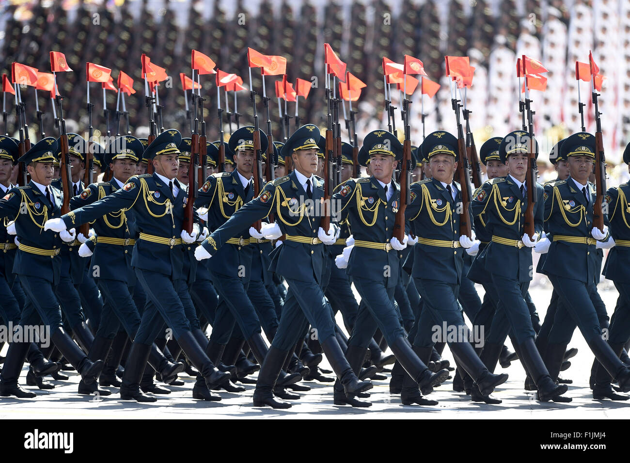 Beijing, China. 3rd Sep, 2015. The phalanx of Kyrgyzstan attends a ...