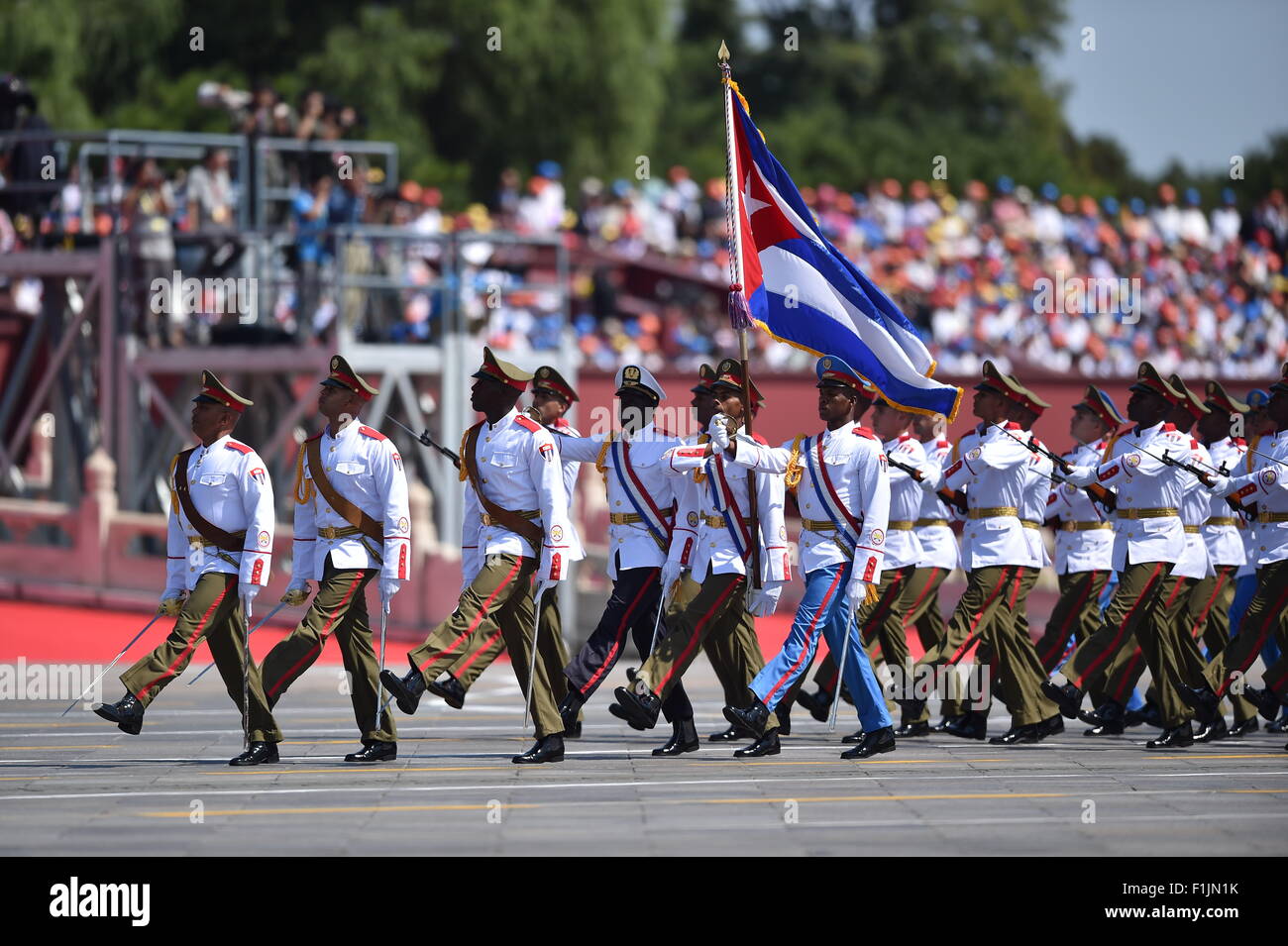 Beijing, China. 3rd Sep, 2015. The Cuban phalanx attends a parade in ...