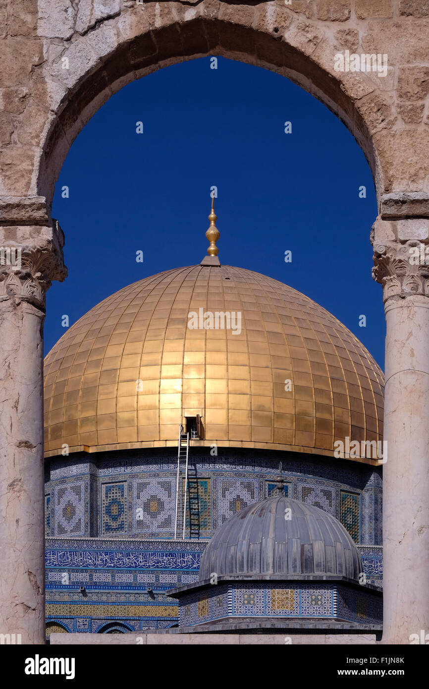The gilded Islamic shrine Dome of the Rock located at the Temple Mount ...
