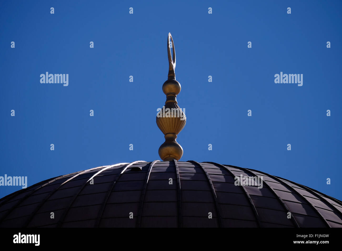 Crescent Moon on top of Dome of the Rock in the Temple Mount known to ...