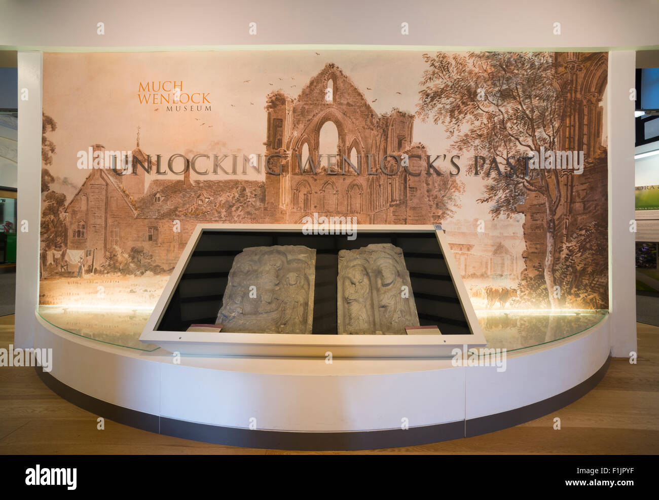 Stone carvings from Much Wenlock Priory on display in the museum ...