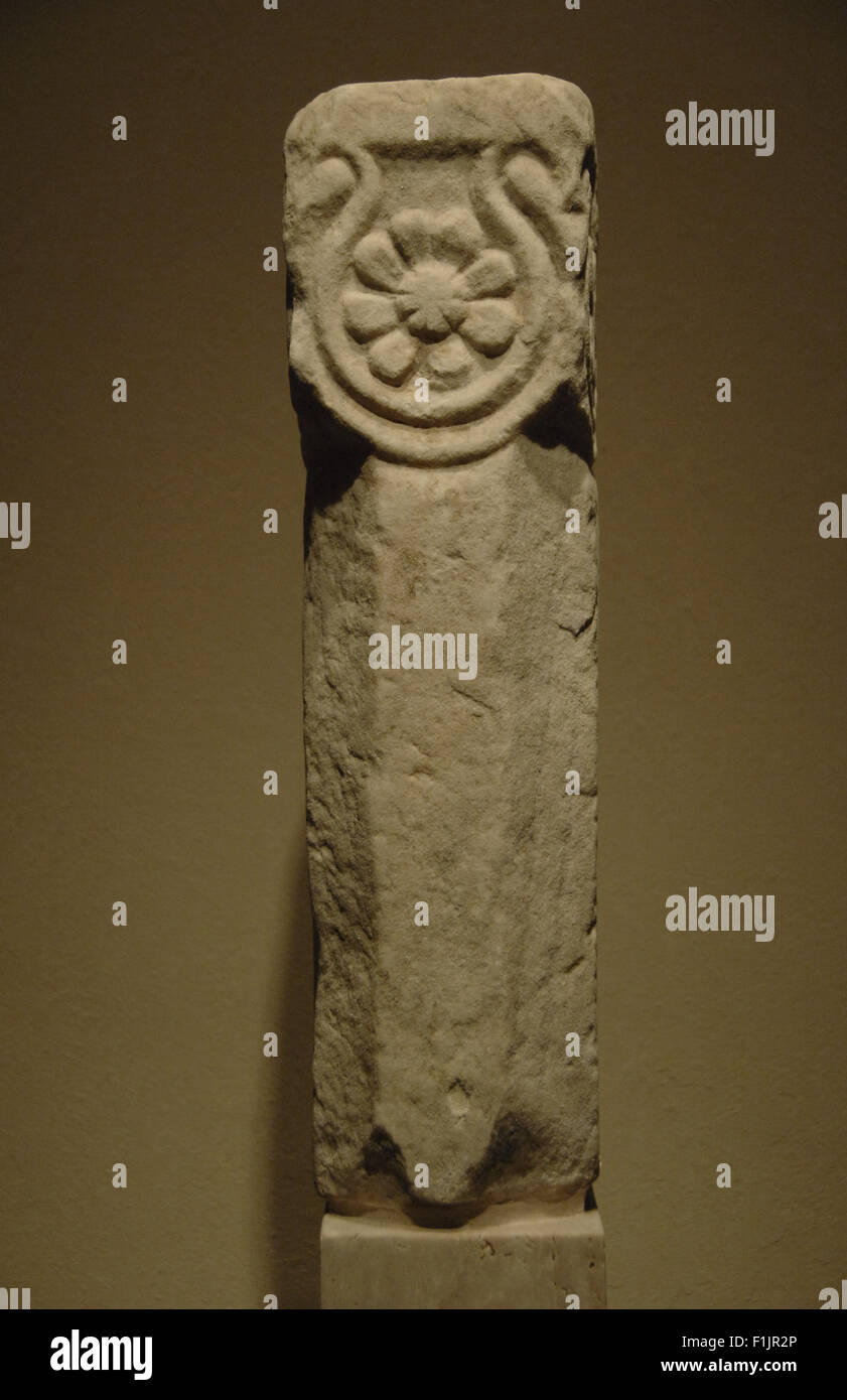 Byzantine art. Column capitals decorated with marble relief of a flower ...