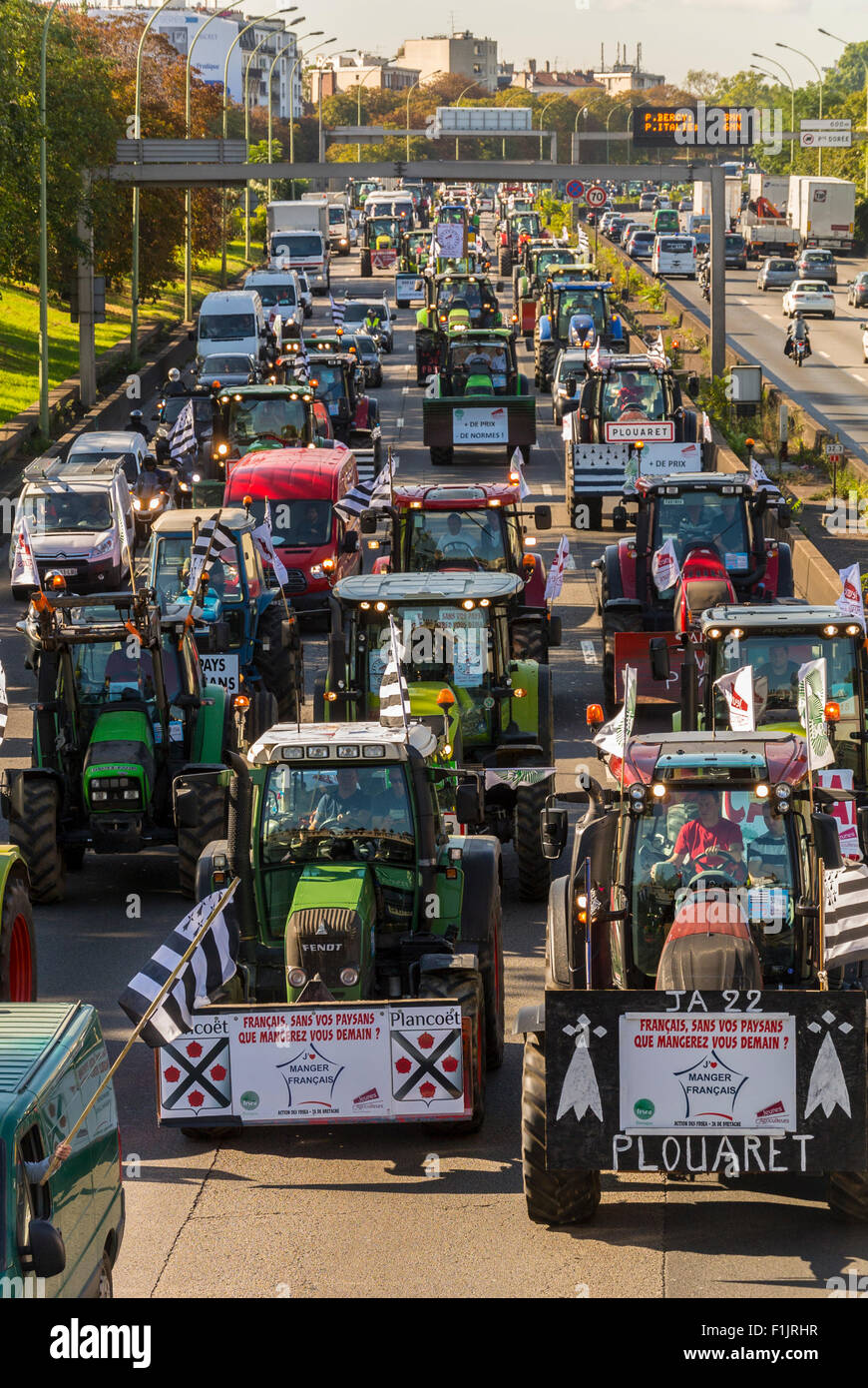 Paris, France. French Farmers Demonstration Driving with 1000's ...