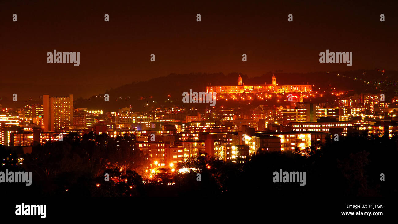 Pretoria city and Union Buildings at night Stock Photo - Alamy