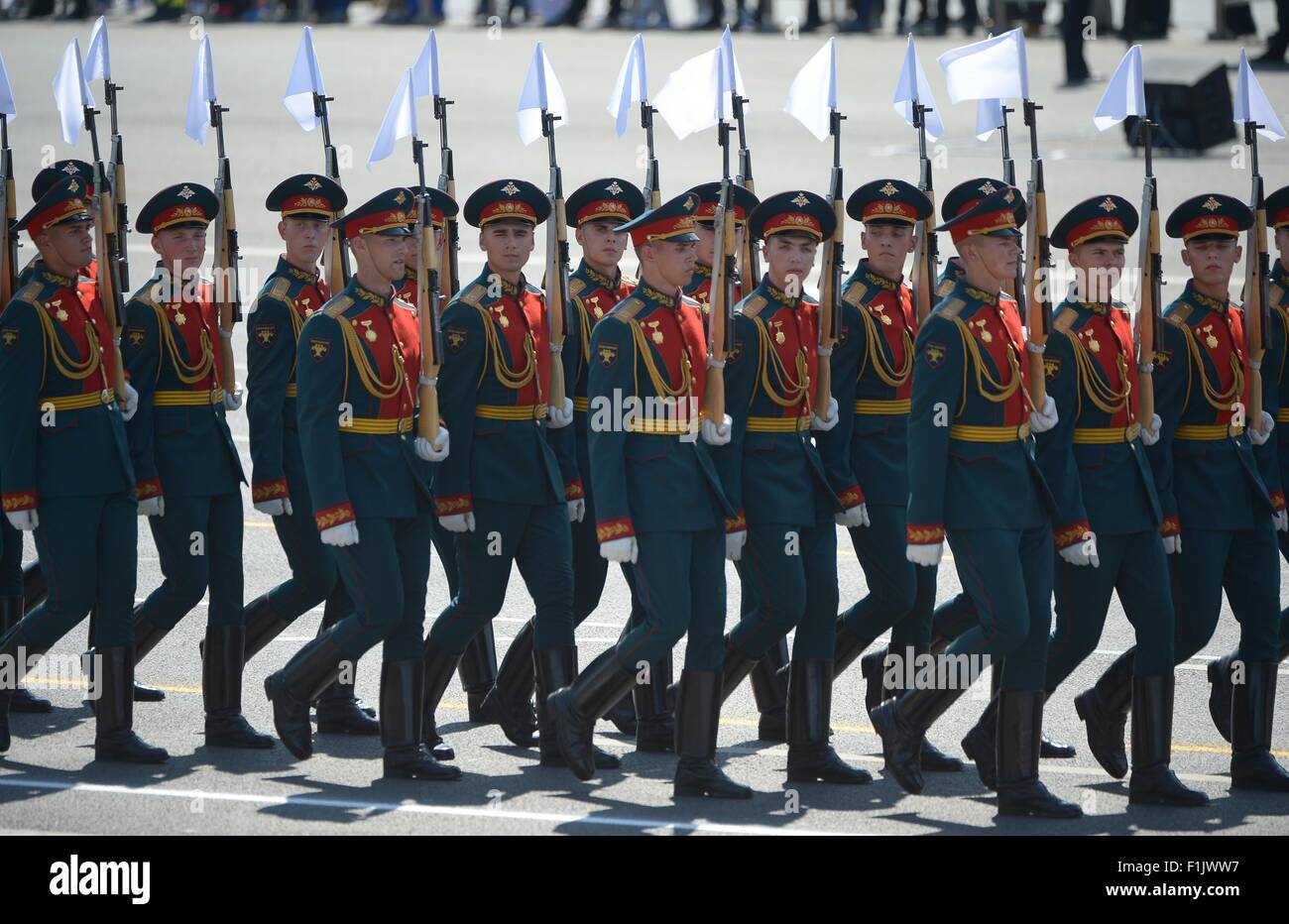 Beijing, China. 3rd Sep, 2015. The Russian phalanx attends the military ...