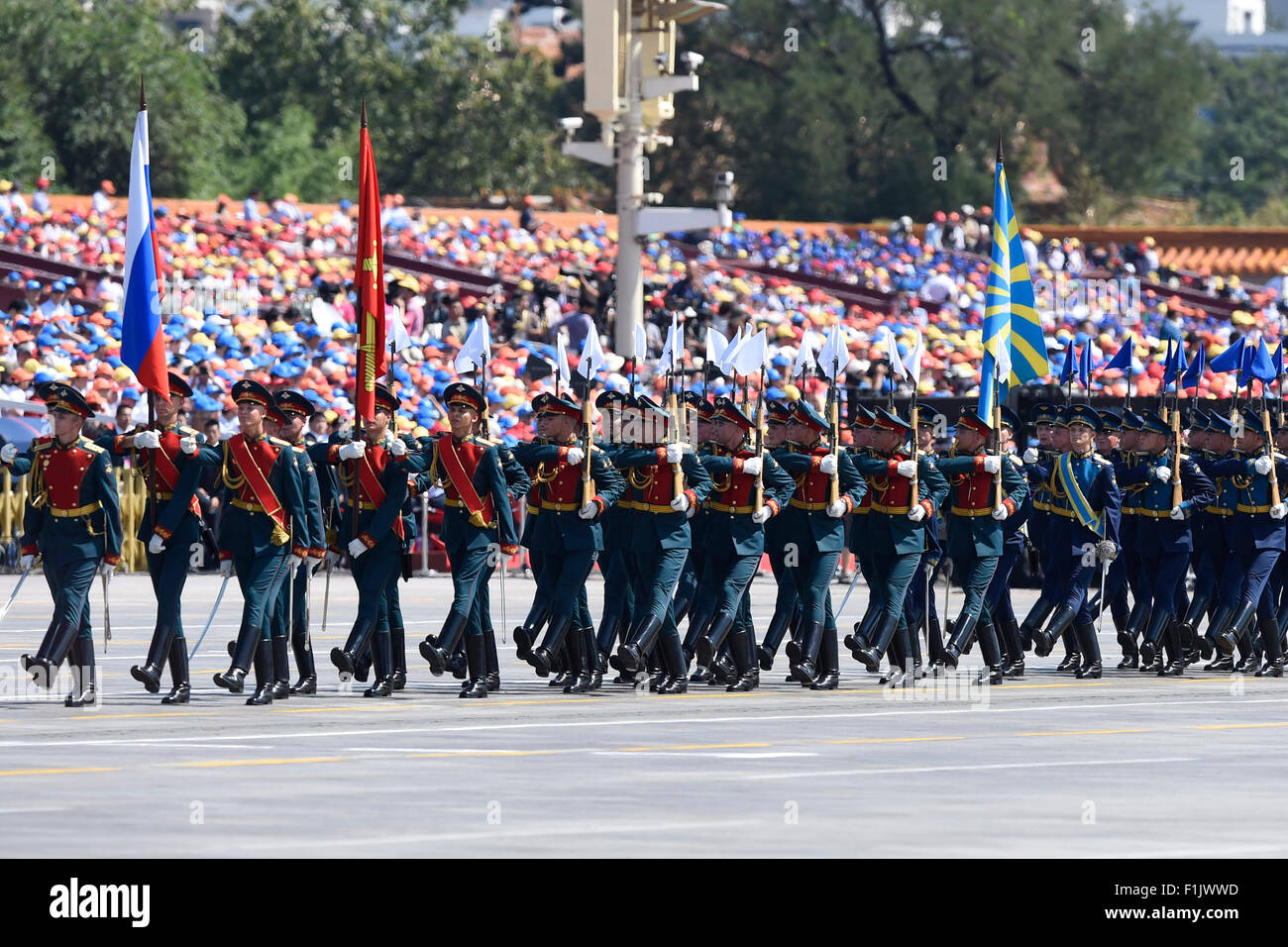 Beijing, China. 3rd Sep, 2015. The Russian phalanx attends the military ...