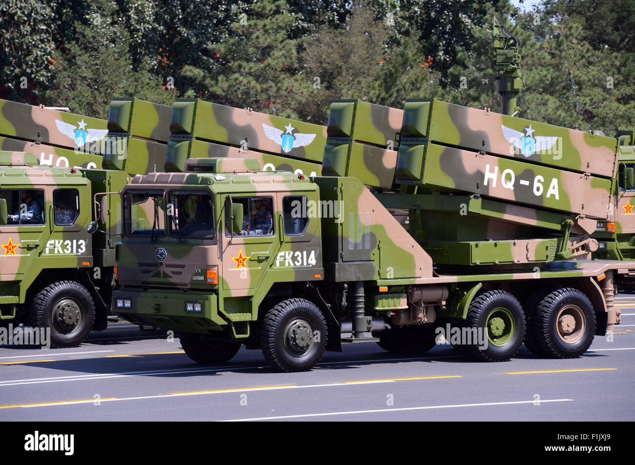 Beijing, China. 3rd Sep, 2015. Surface-to-air missiles attend the ...
