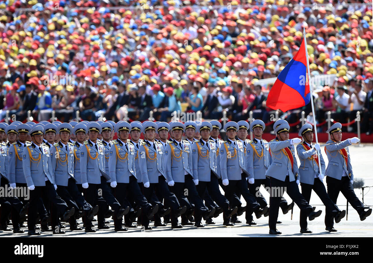 Beijing, China. 3rd Sep, 2015. The Mongolian phalanx attends a parade ...