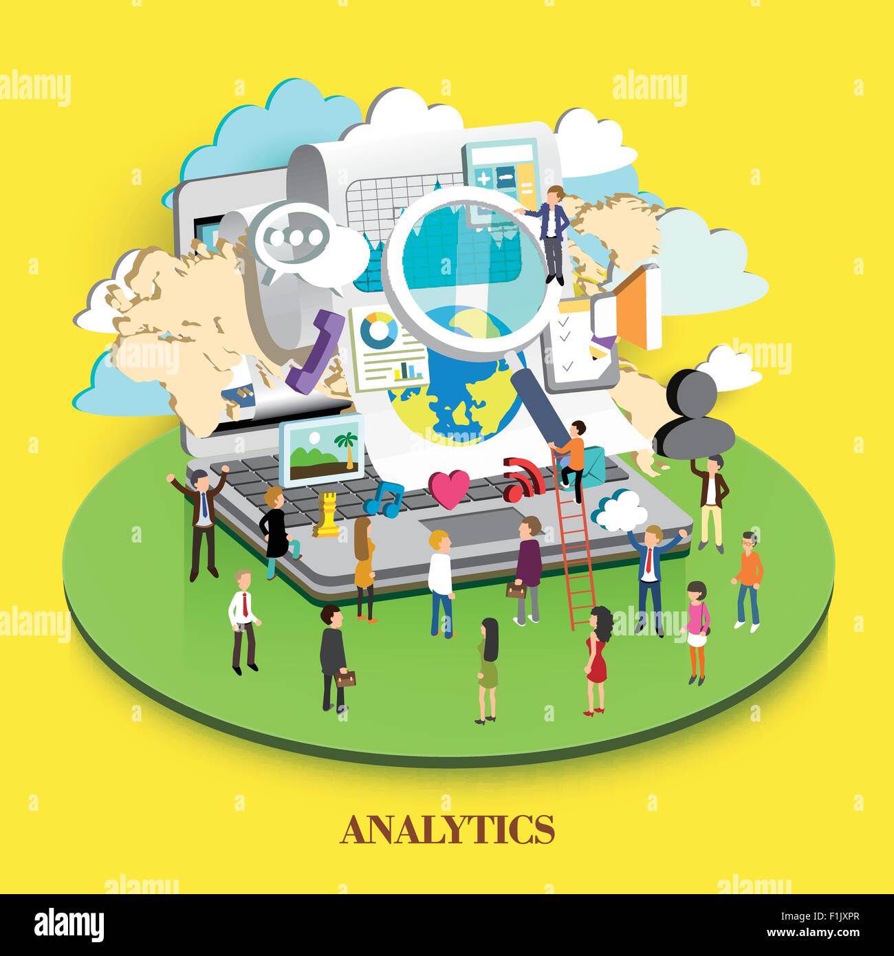 analytics concept in flat 3d isometric graphic Stock Vector Image & Art ...