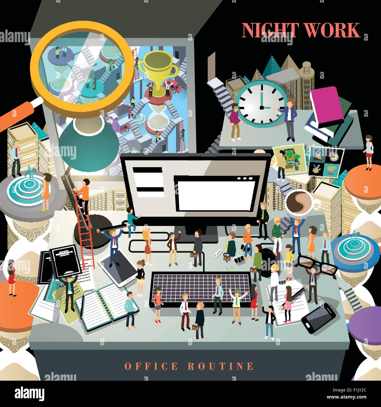 Overtime work Stock Vector Images - Alamy