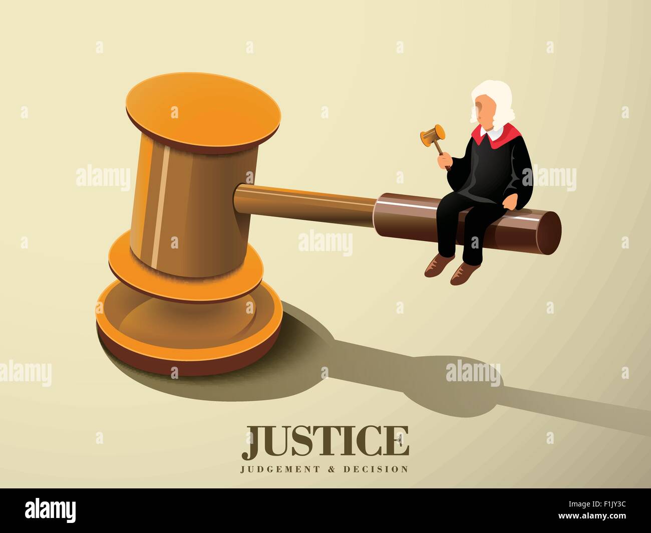 justice concept with a judge sitting on a gavel in flat 3d isometric ...