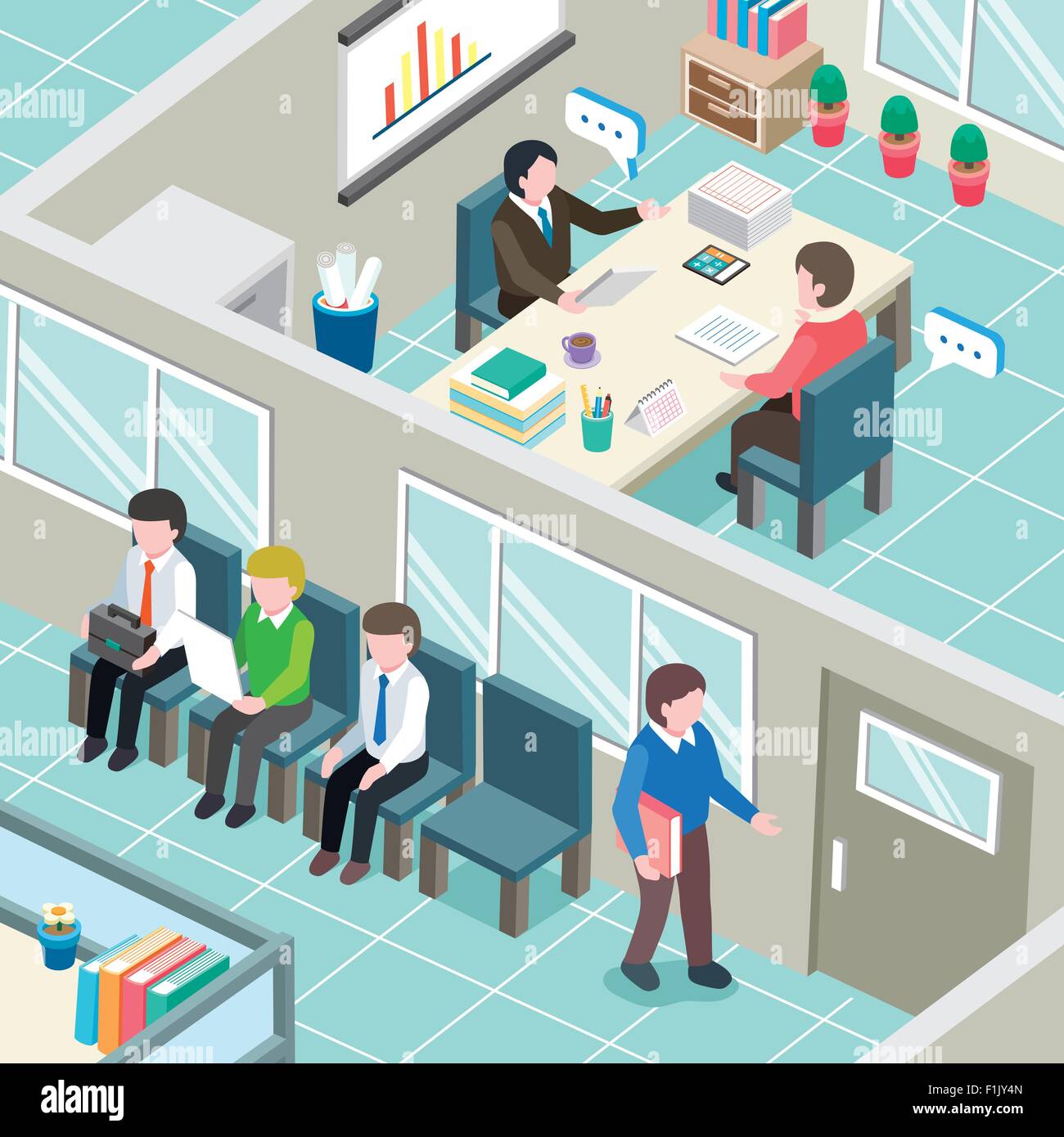 job interview concept in flat 3d isometric graphic Stock Vector Image ...