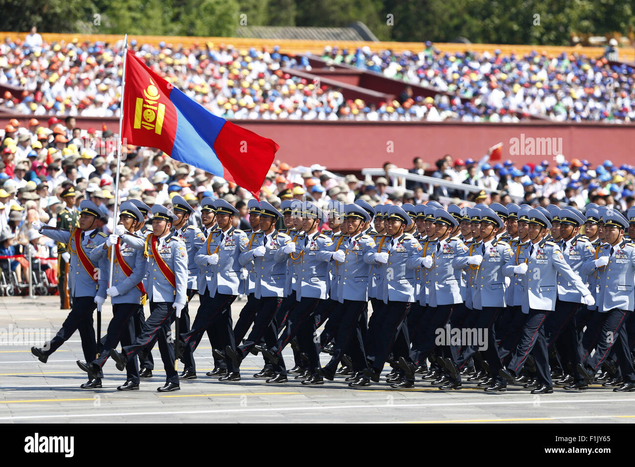 Beijing, China. 3rd Sep, 2015. The Mongolian phalanx attends the ...