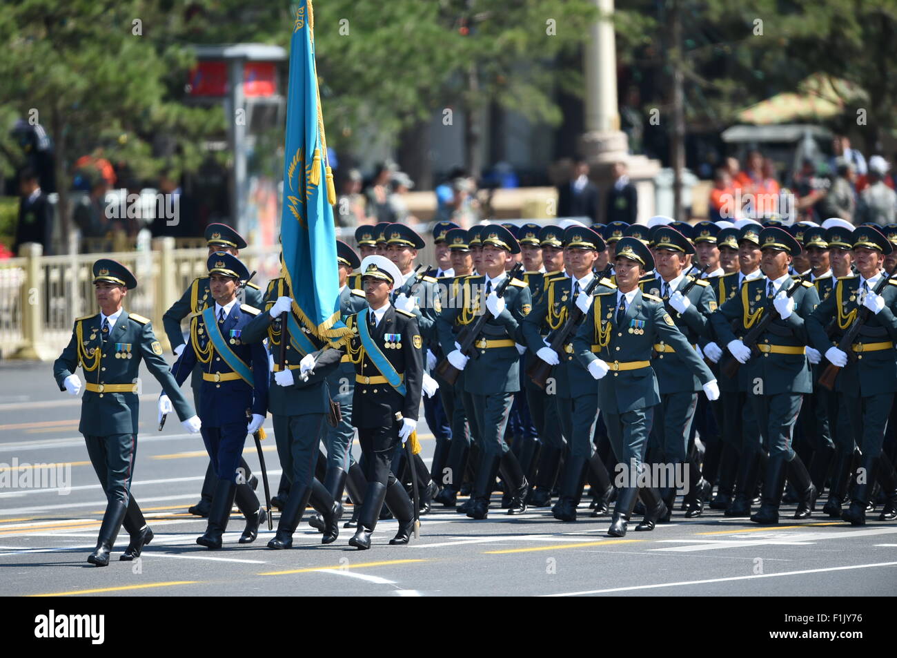 Beijing, China. 3rd Sep, 2015. The phalanx of Kazakhstan attends the ...