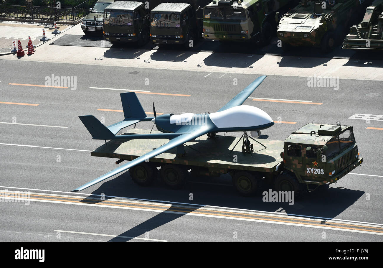 Beijing, China. 3rd Sep, 2015. An unmanned aerial vehicle attends the ...