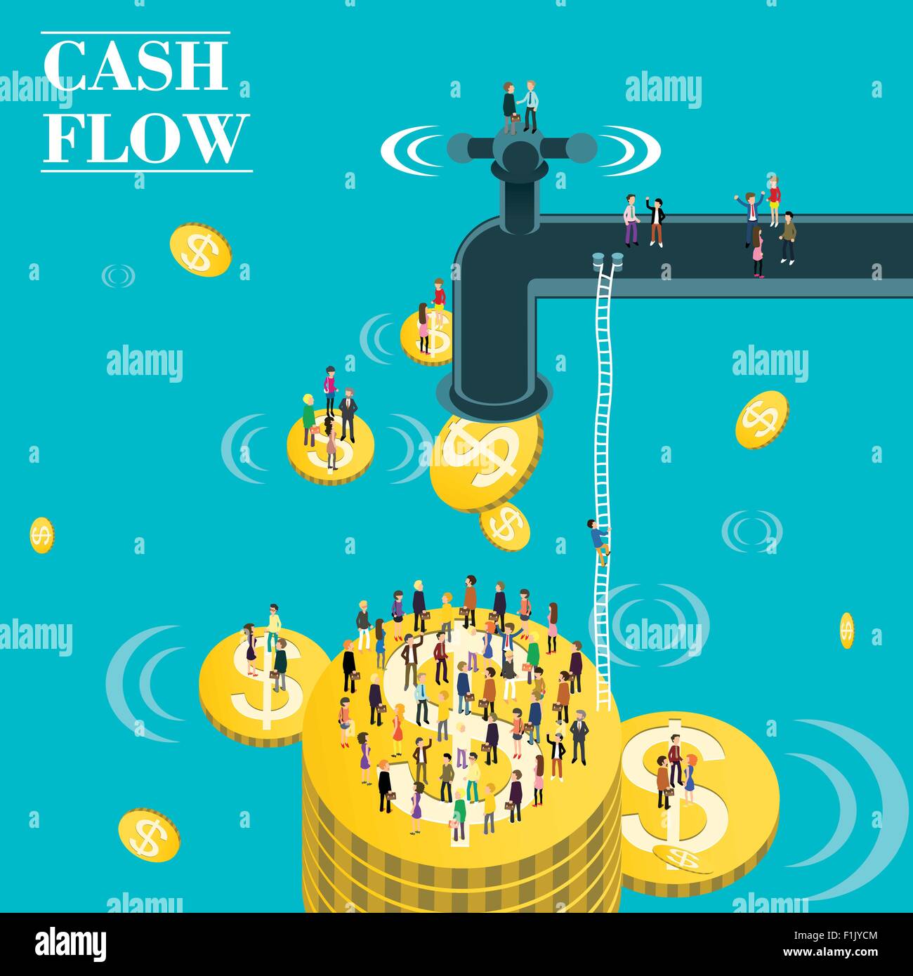 Cash flow concept coins Stock Vector Images - Alamy