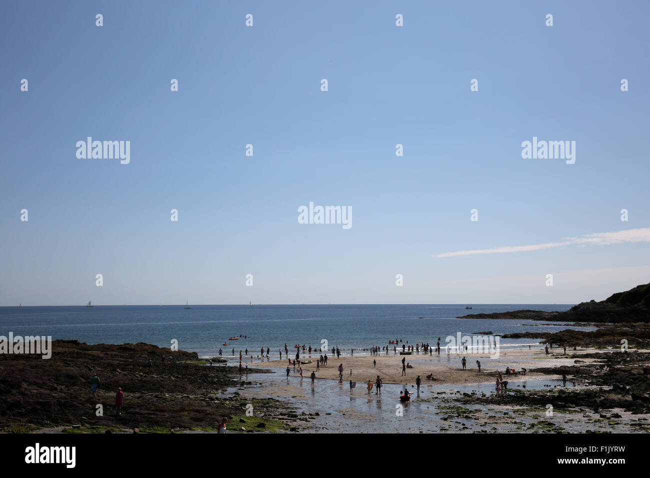 Cornish sunny sea side view at Talland Bay Stock Photo - Alamy