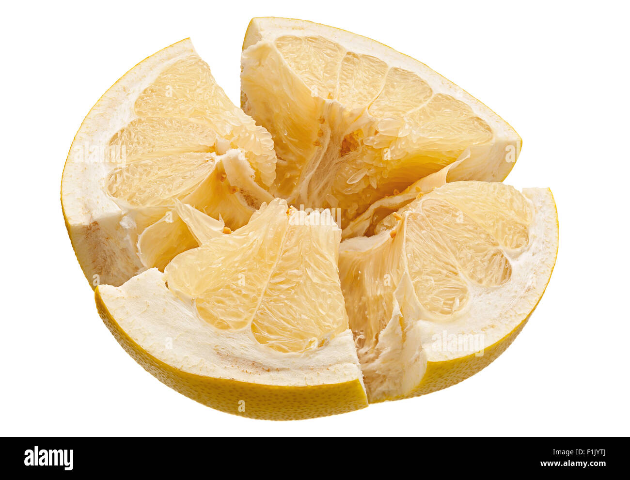 Pomelo citrus fruit slice closeup isolated on white Stock Photo - Alamy