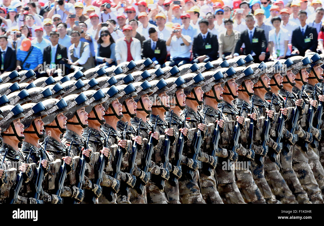 Beijing, China. 3rd Sep, 2015. A phalanx honoring heroes attends the ...