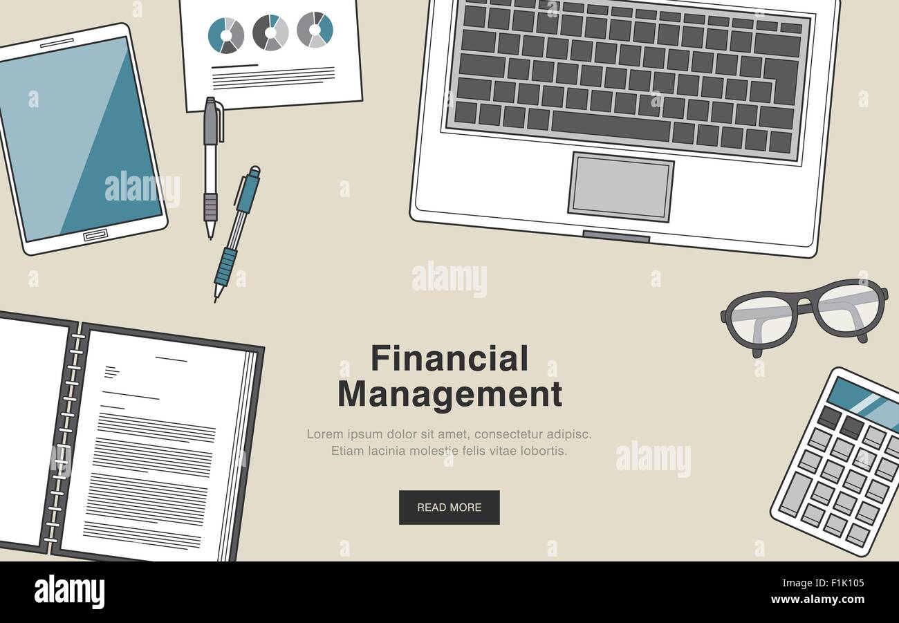 financial management concept in thin line style Stock Vector Image ...