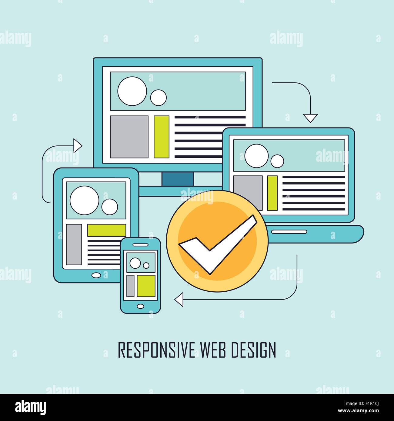 fully responsive user interface on any device in thin line style Stock ...