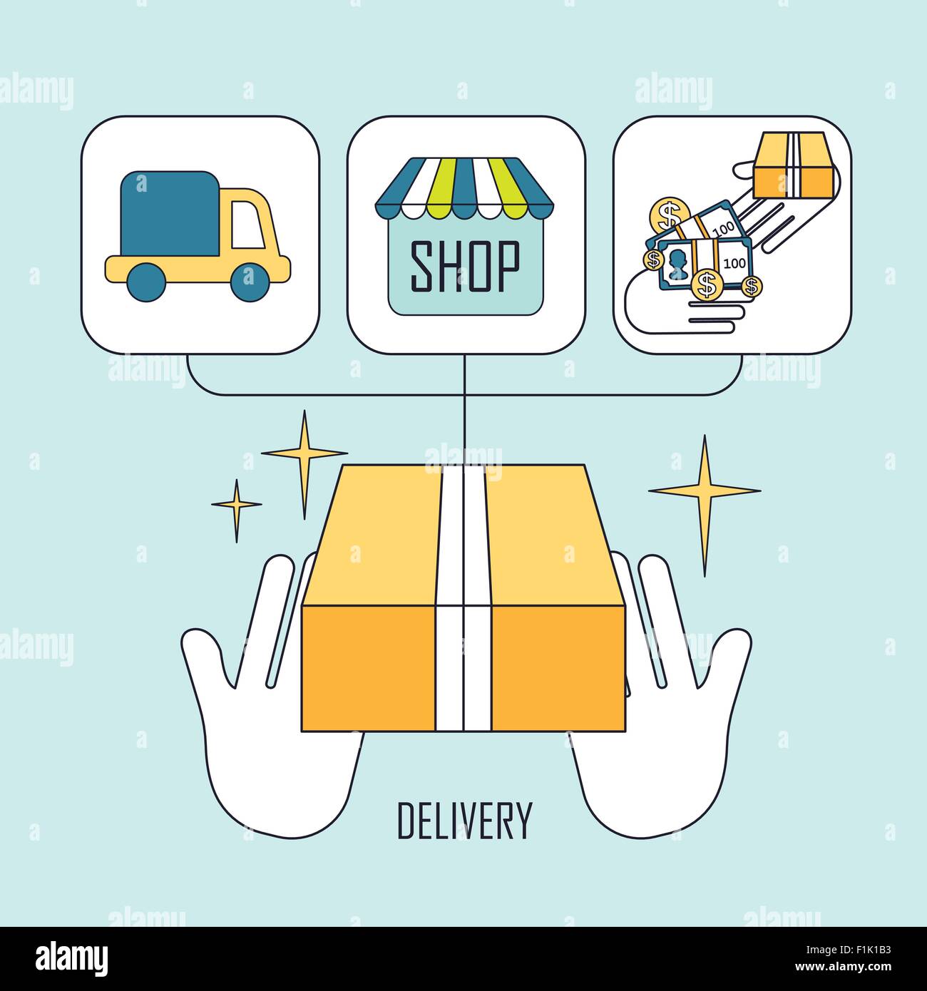 product delivery concept in flat thin line style Stock Vector Image ...