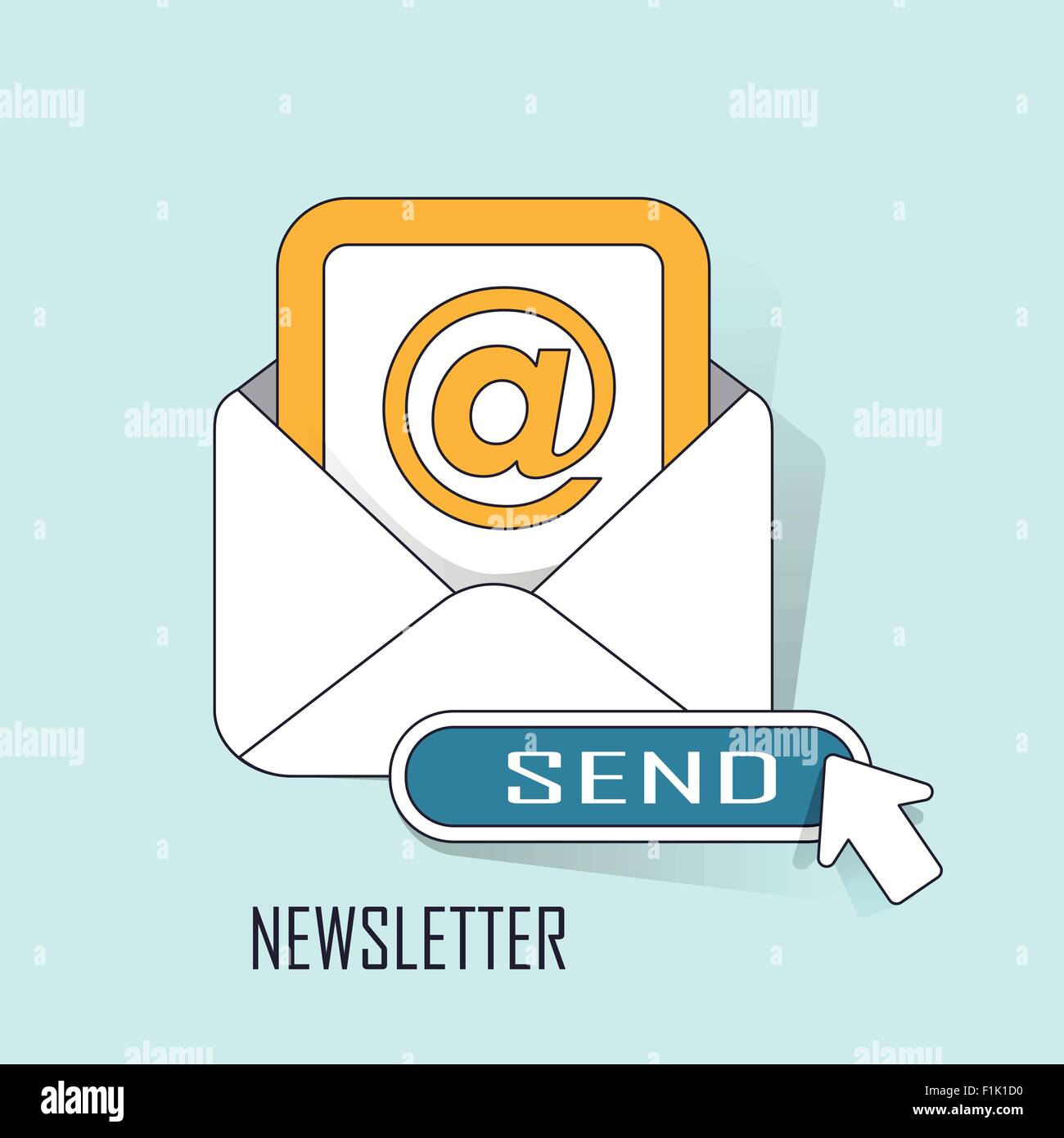 newsletter concept: ready to send an e-mail in line style Stock Vector ...