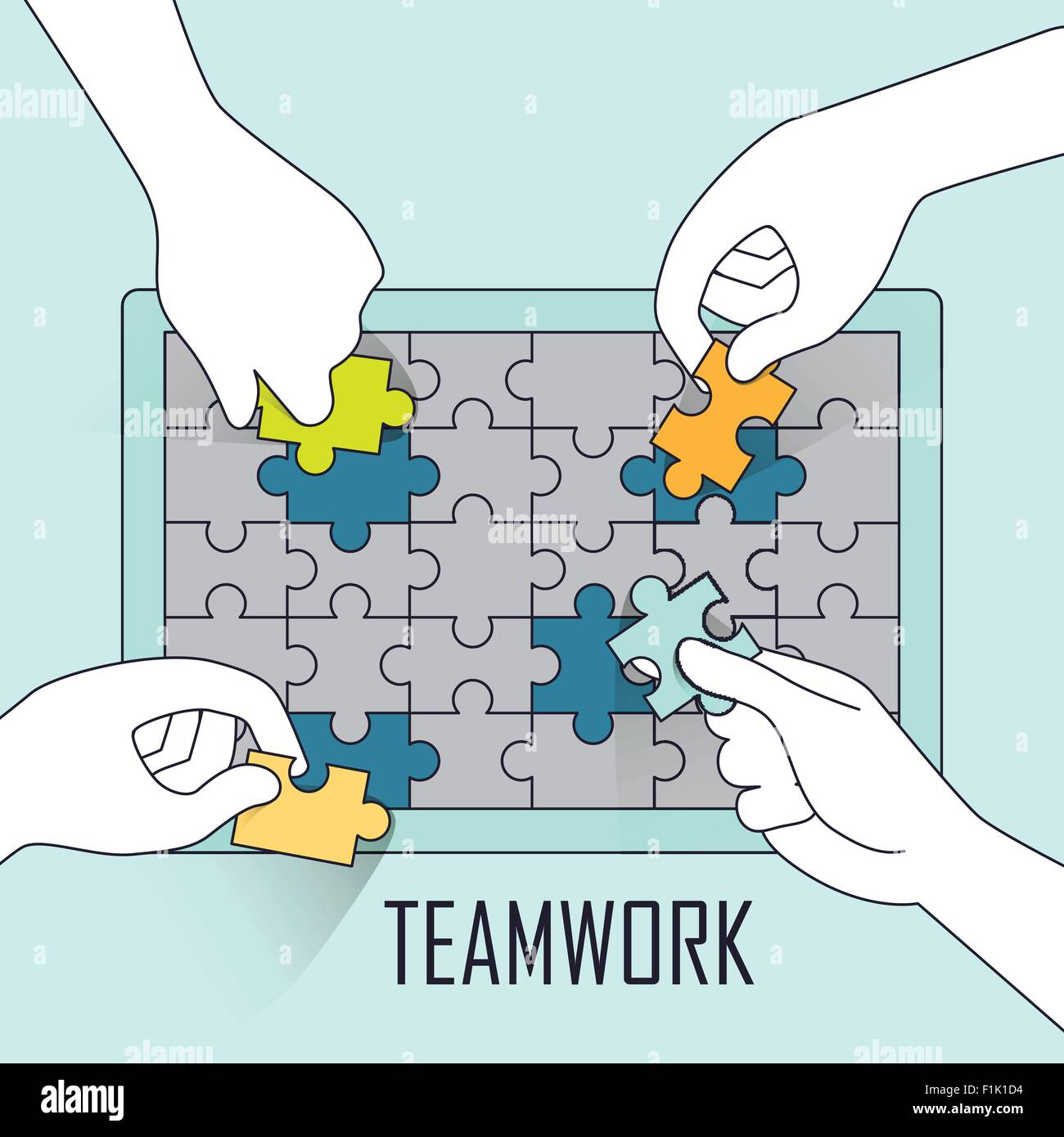 Doing jigsaw puzzle Stock Vector Images - Alamy