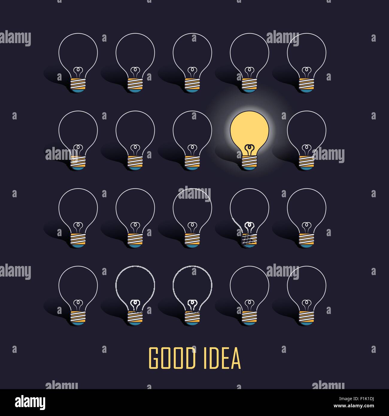 good idea concept: lighting bulb in line style over black background ...