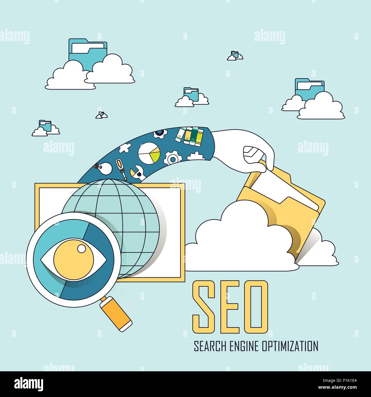 search engine optimization concept in line style Stock Vector Image ...