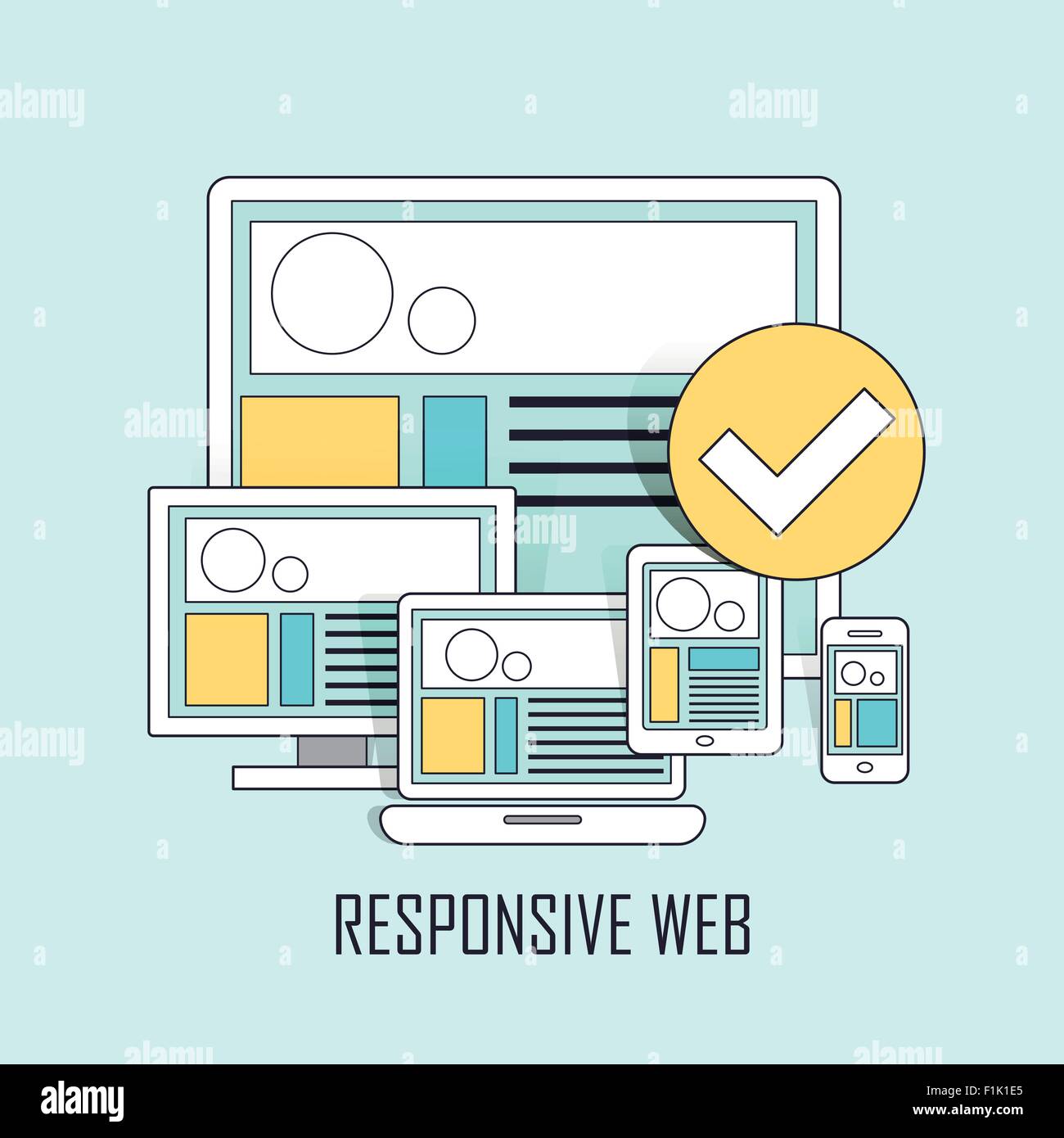 fully responsive user interface on any device in thin line style Stock ...