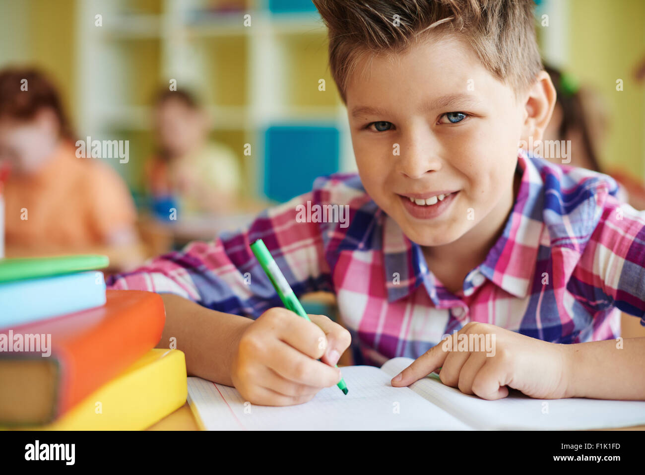 Happy diligent kids drawing hi-res stock photography and images - Alamy