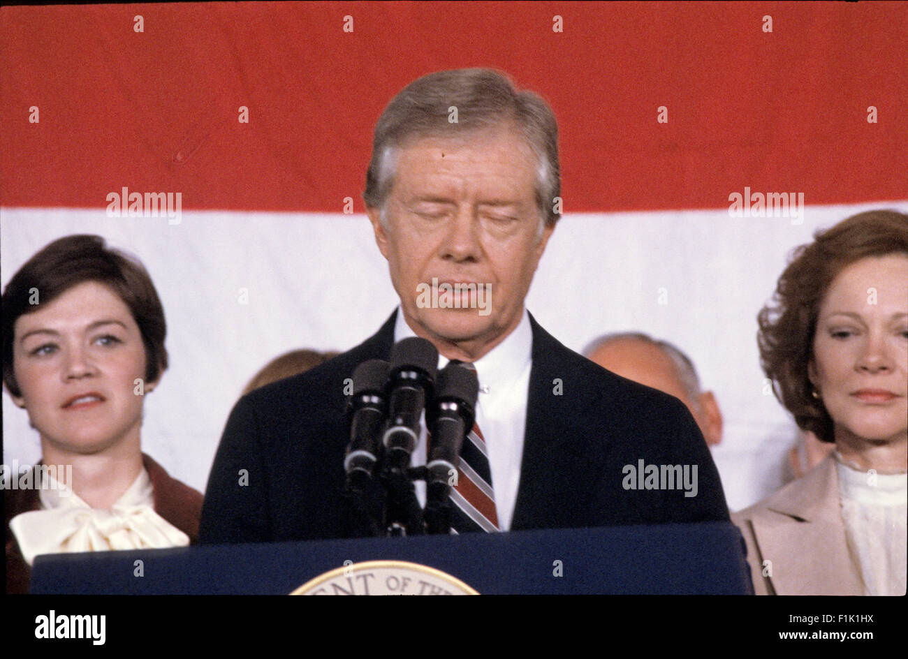 United States President Jimmy Carter makes remarks conceding the ...
